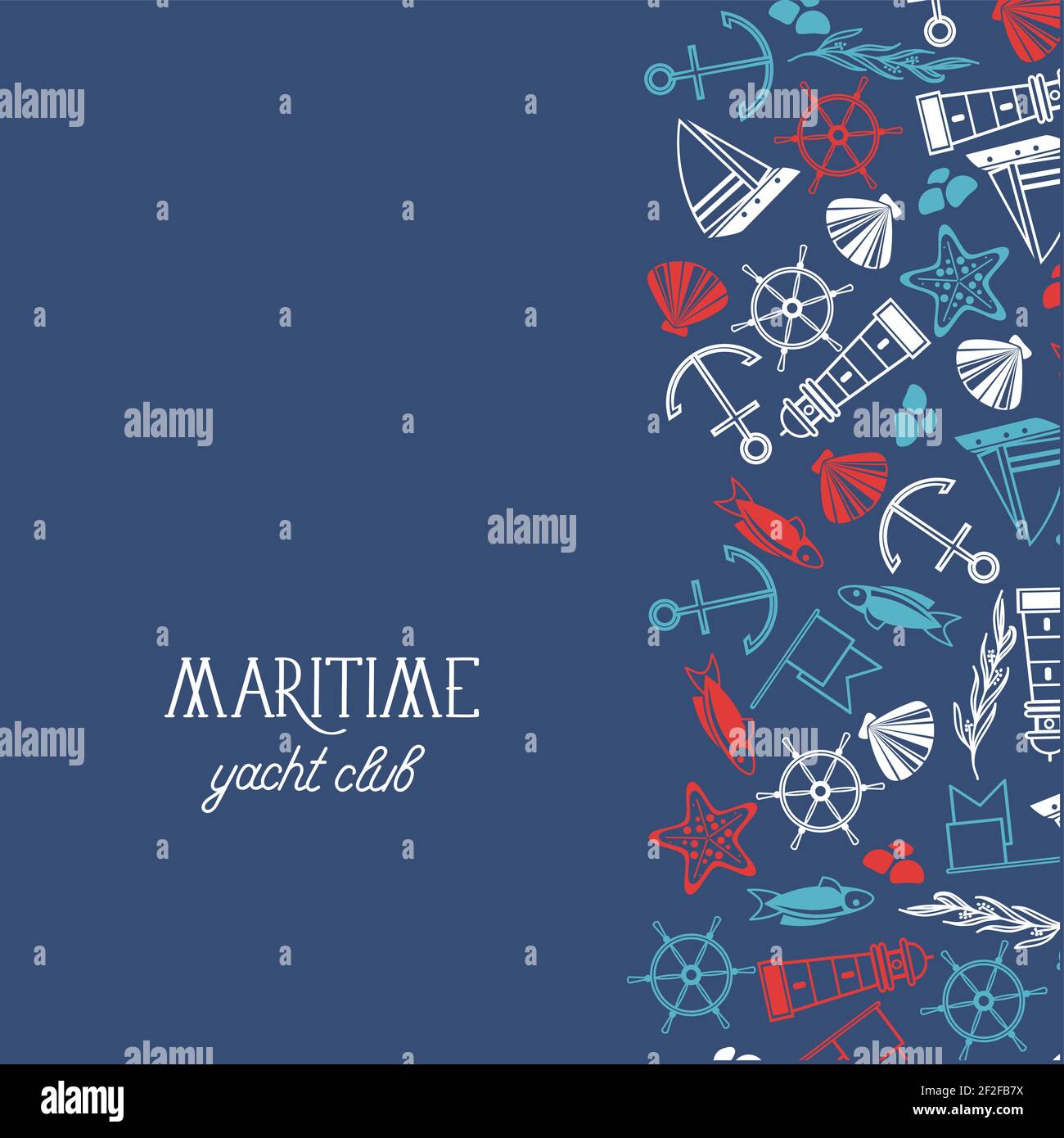 Maritime colorful yacht club poster divided on two parts where there is ...