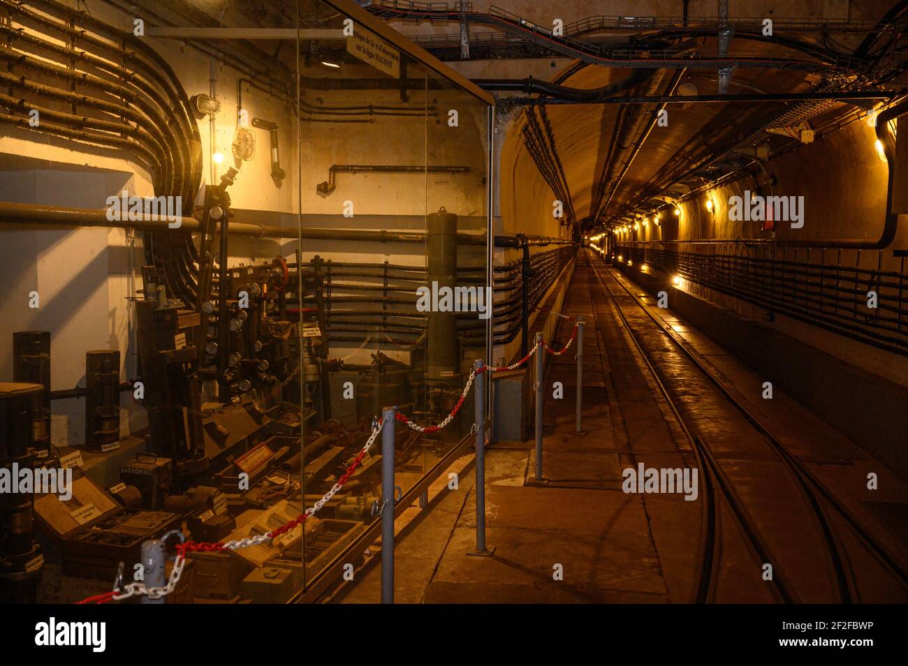 Underground corridor in Simserhof fortification. Connecting tunnel ...