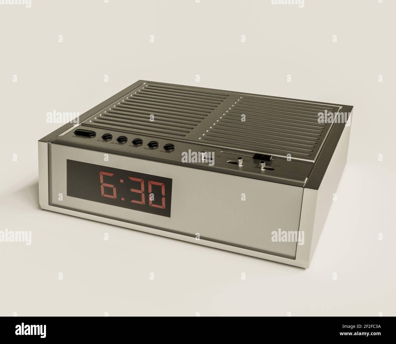 digital alarm clock isolated on white background 3d illustration Stock ...