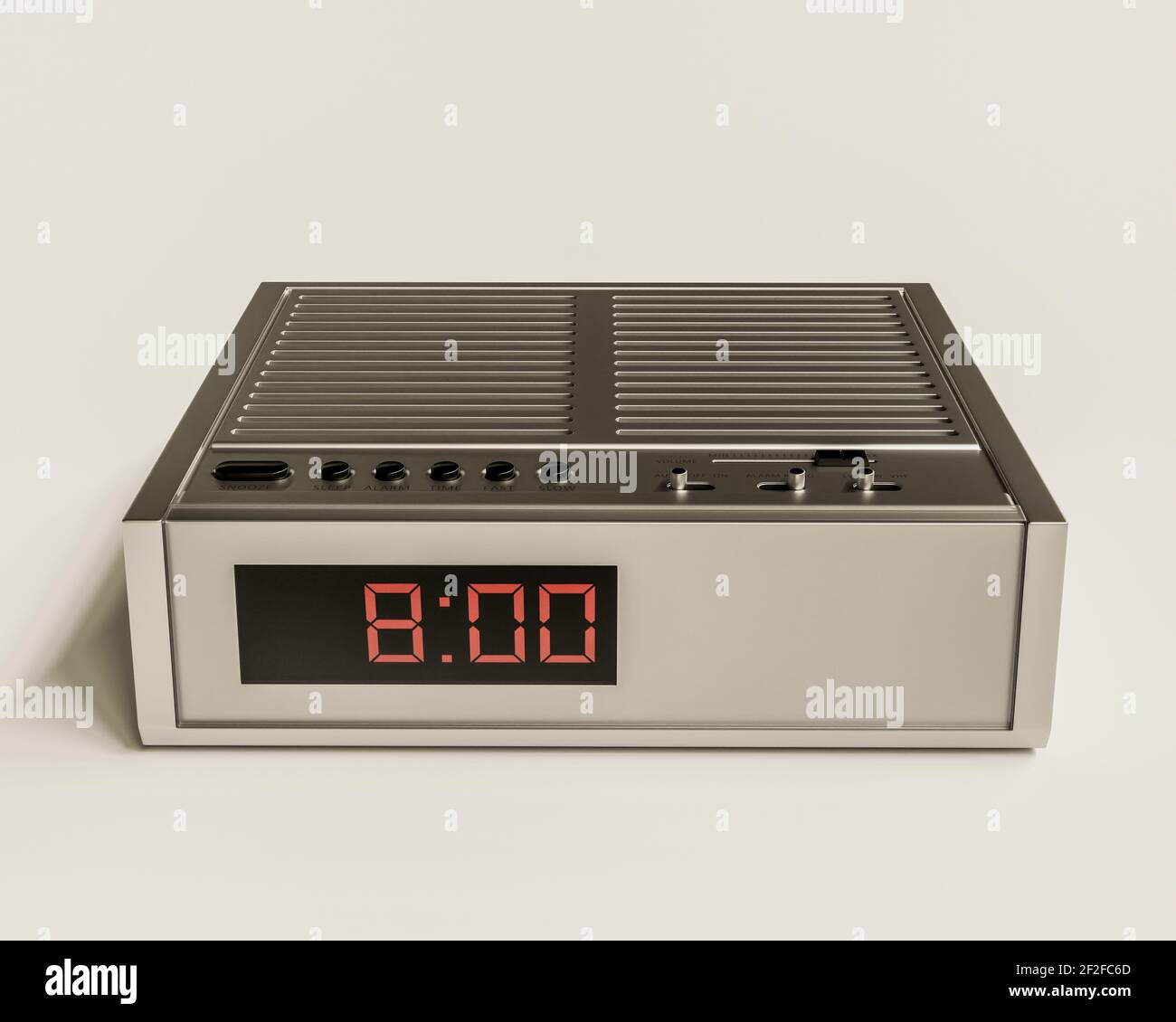 digital alarm clock isolated on white background 3d illustration Stock ...