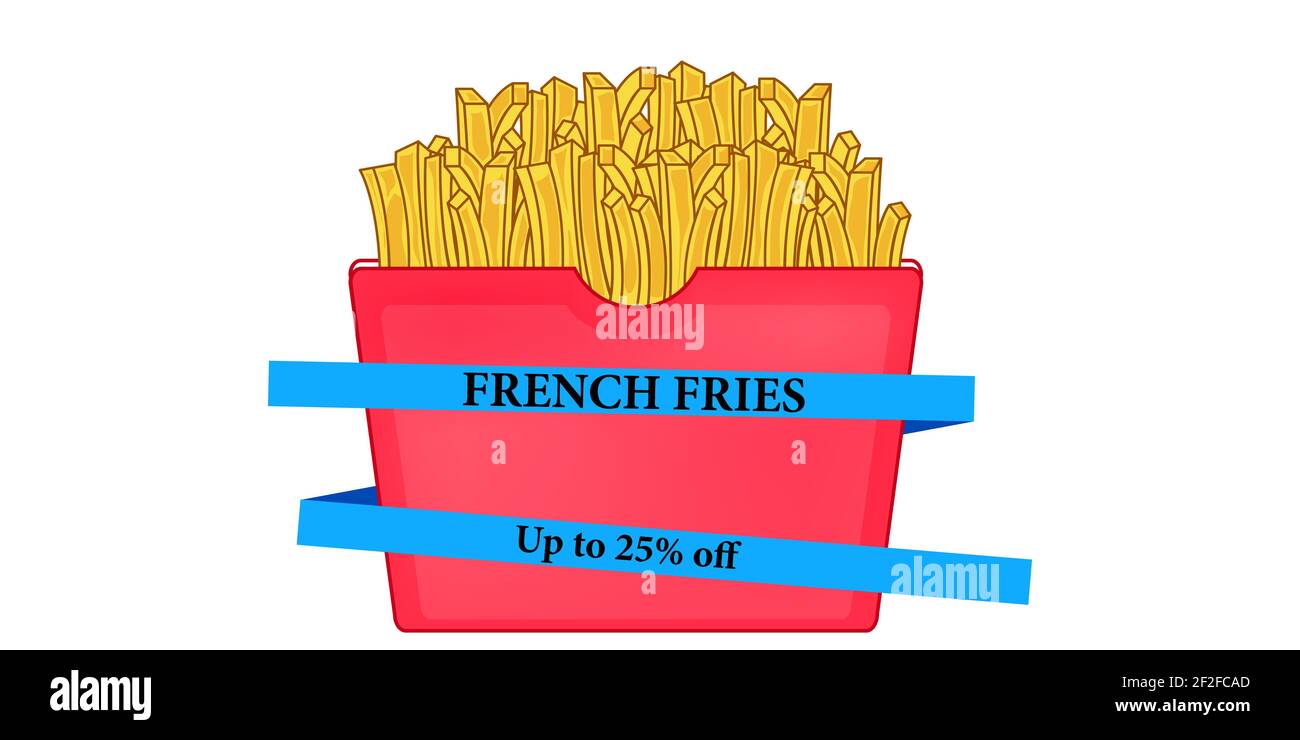 French fries Sale banner. Vector illustration on a white background ...
