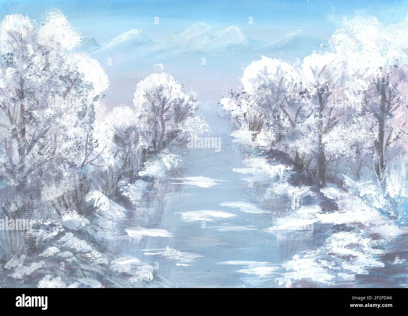 Colorful vivid hand drawn watercolour drawing on paper card. Quiet ...