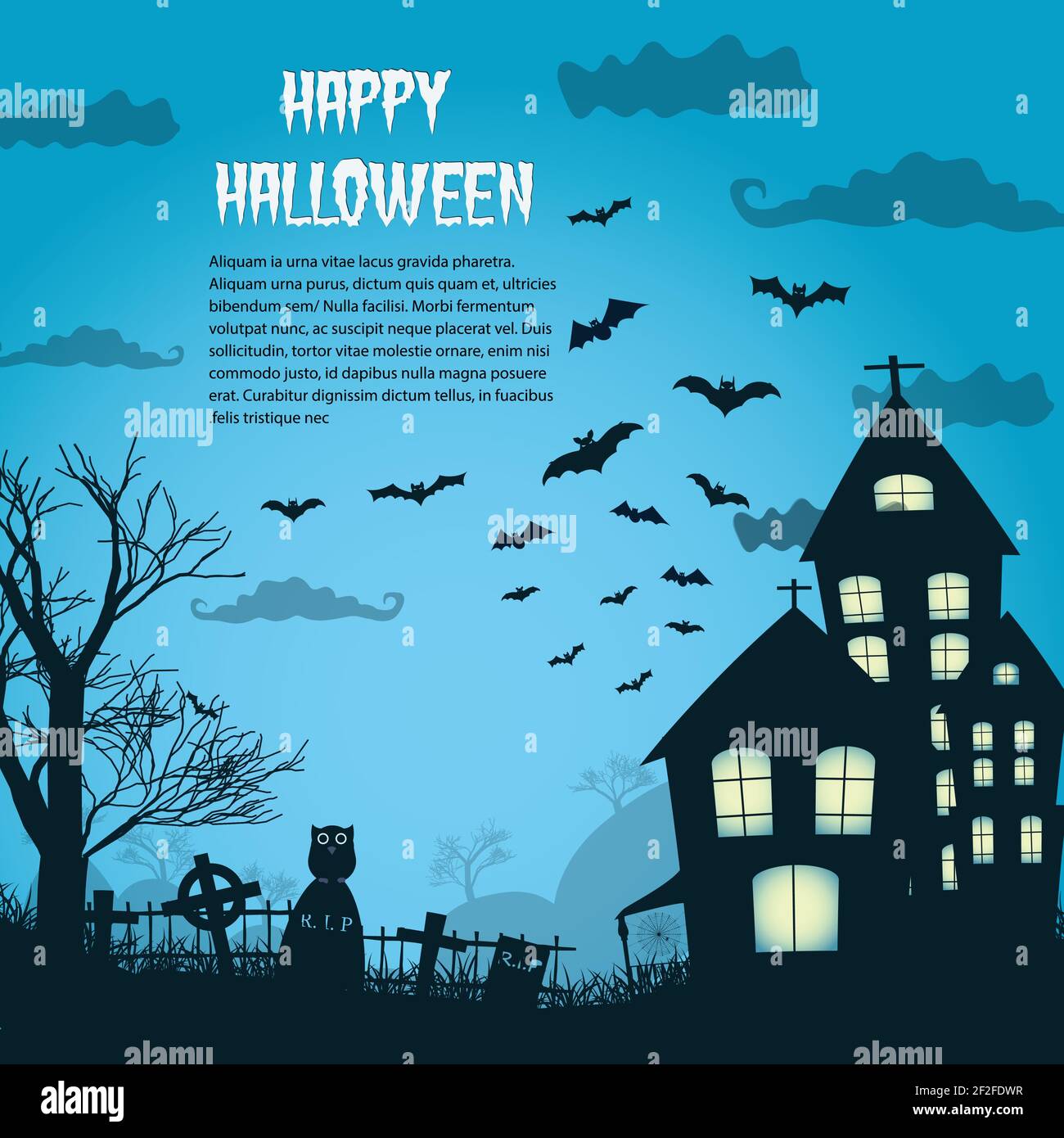 Happy Halloween night background with silhouette of castle near ...