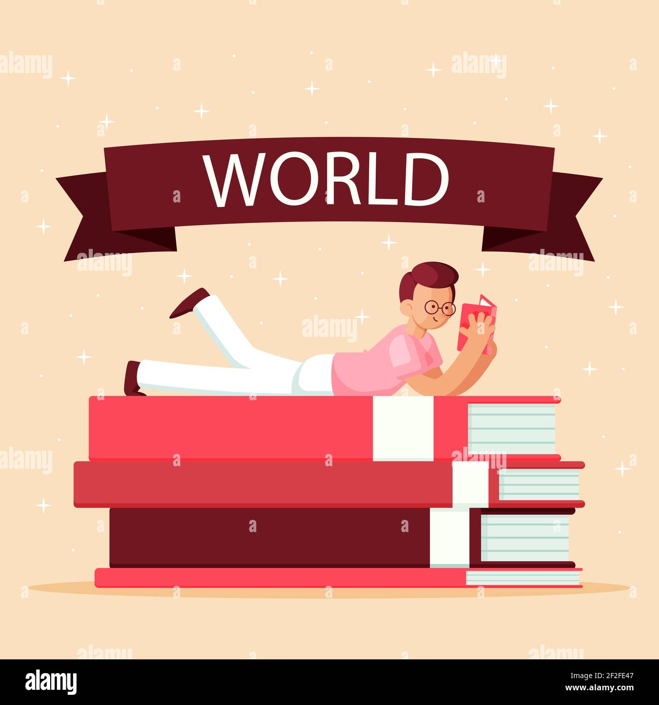 Flat world book day illustration Vector illustration Stock Vector Image ...