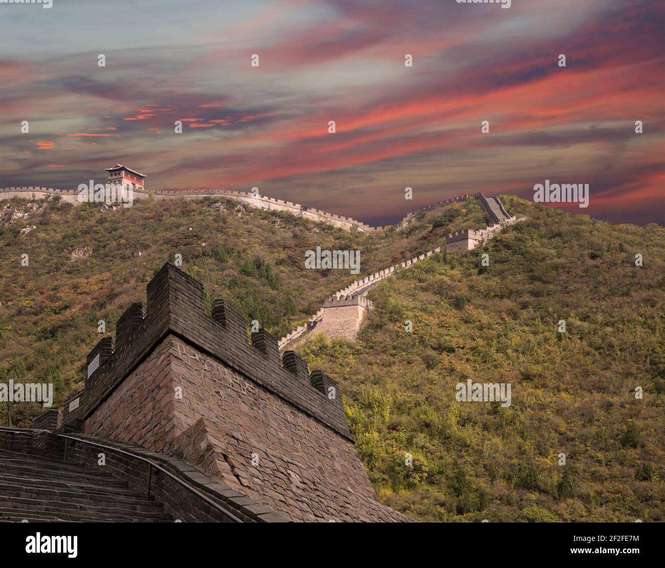 View of one of the most scenic sections of the Great Wall of China ...