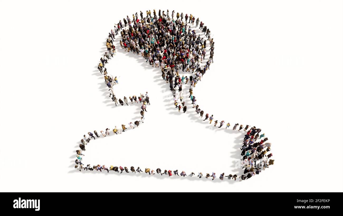 Concept or conceptual large gathering of people forming an image of a ...