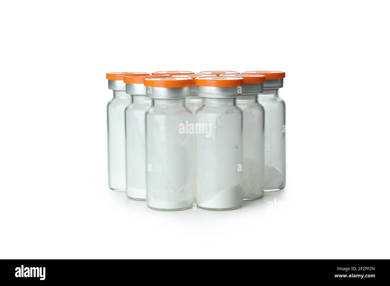 Vials with powder vaccine isolated on white background Stock Photo - Alamy