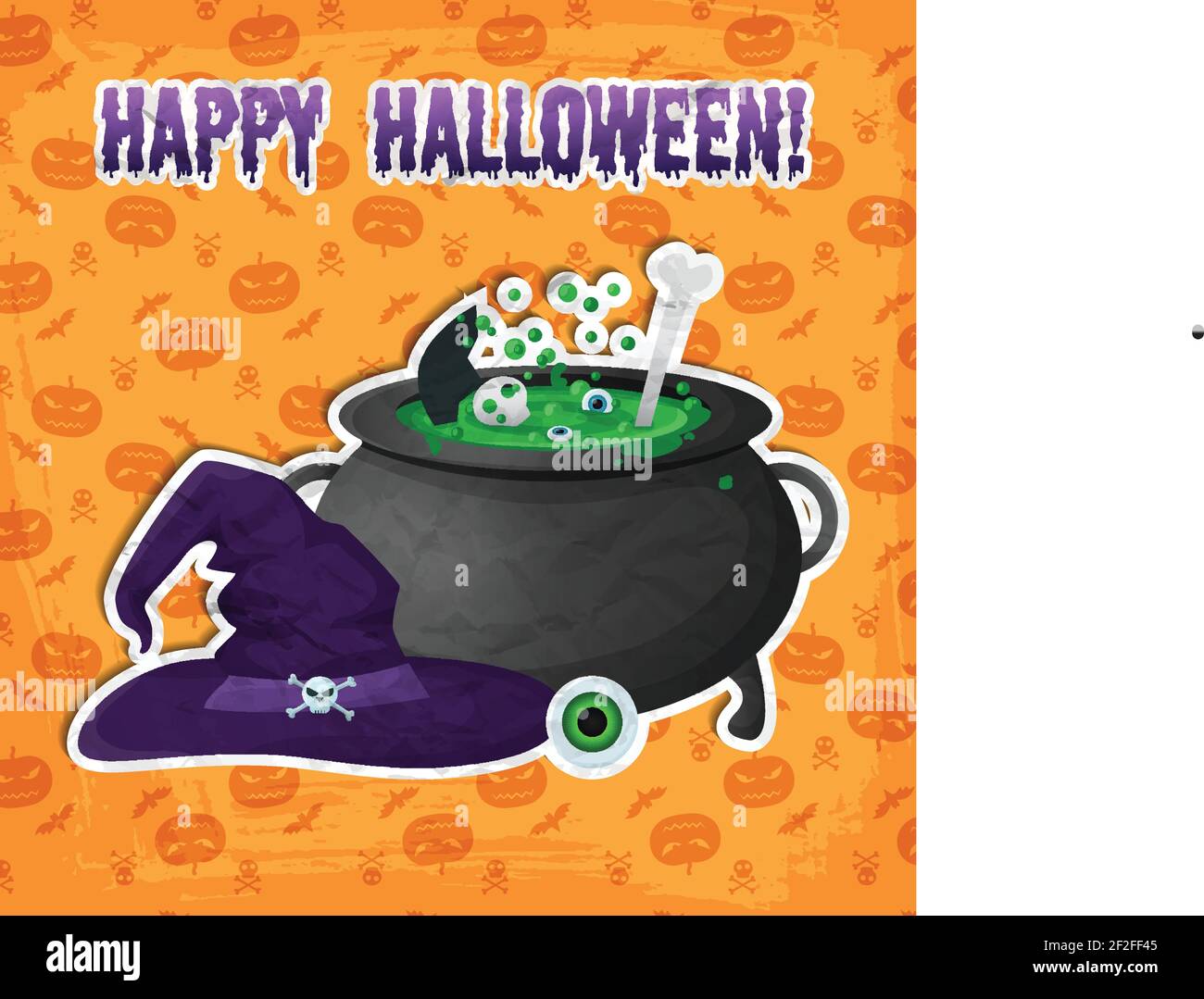 Greeting Halloween party template with inscription witch hat eye and ...