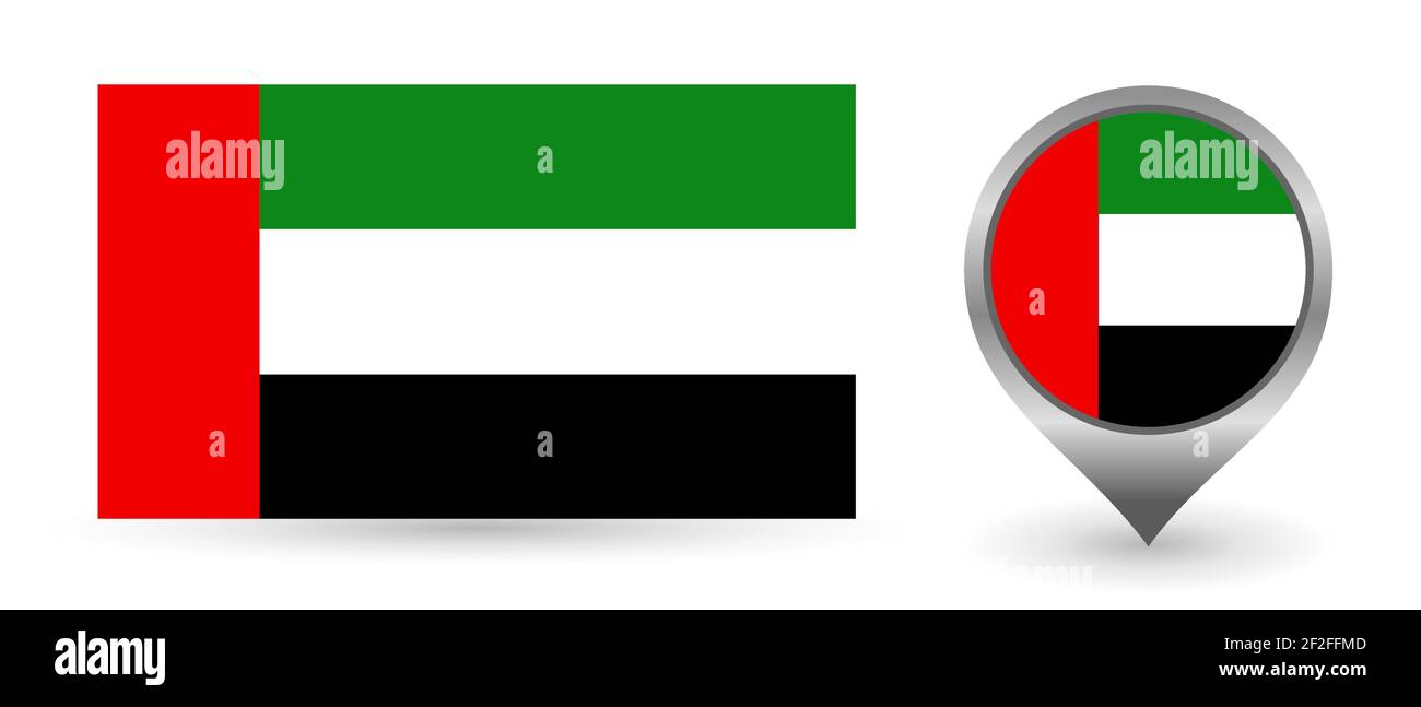 Vector flag United Arab Emirates. Location point with flag UAE inside ...