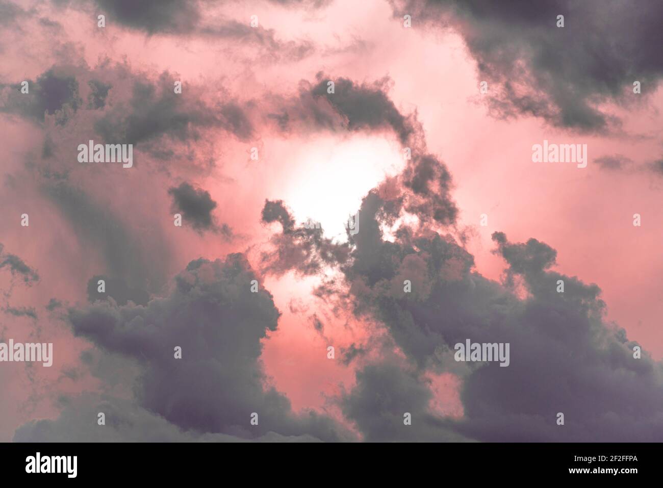 Color image. Colorful clouds in the sky at dusk. Rain-forming clouds ...