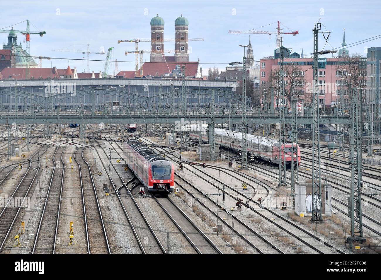Munich, Deutschland. 11th Mar, 2021. Outbound, inbound train, regional ...