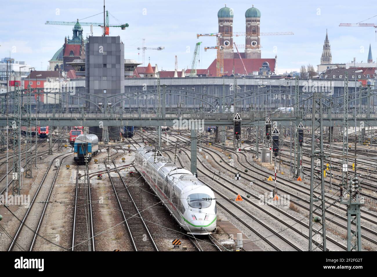 Munich, Deutschland. 11th Mar, 2021. Exiting, arriving train, ICE ...