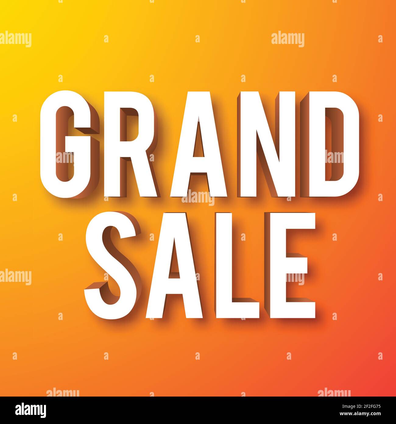 Grand sale symbol on orange background realistic isolated vector ...