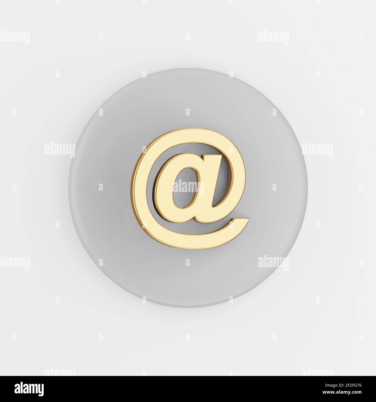 Gold email symbol icon. 3d rendering gray round button key, interface ui ux element Stock Photo ...