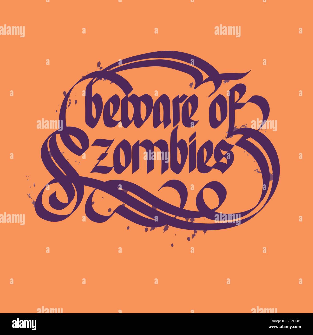Beware of zombies typographical concept on bright background flat ...