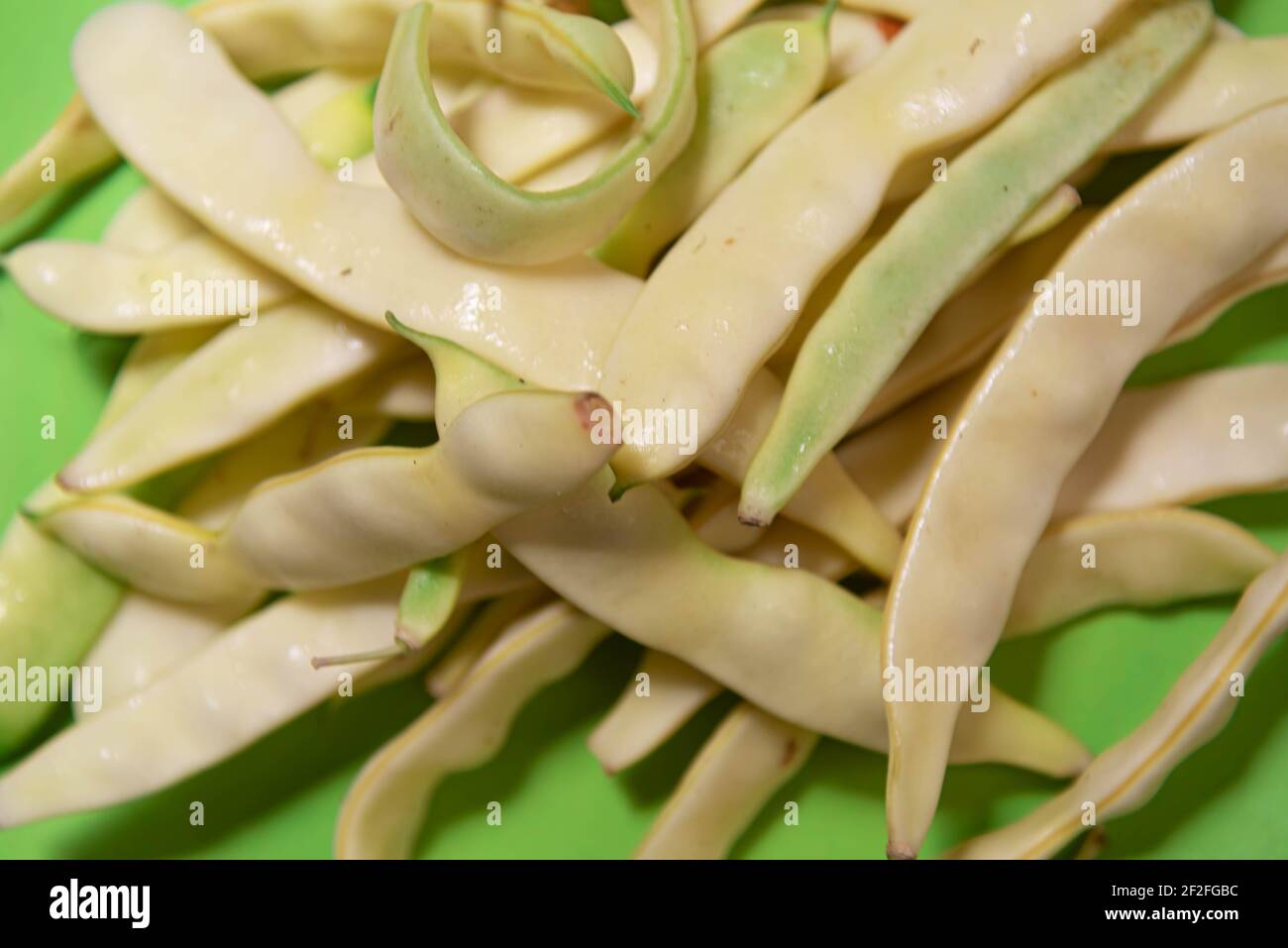 Pod bean vegetable salad. Pods of Phaseolus vulgaris L.. Fresh food ...