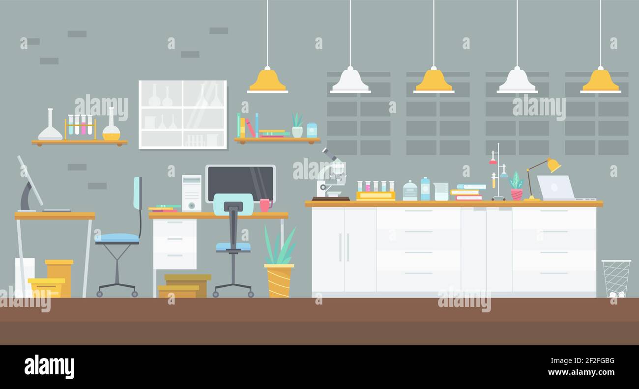 Flat laboratory room illustration Vector illustration Stock Vector ...