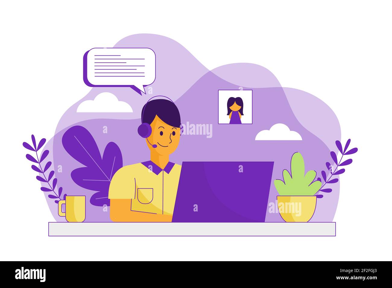 Smiling telemarketing customer service Stock Vector Images - Alamy