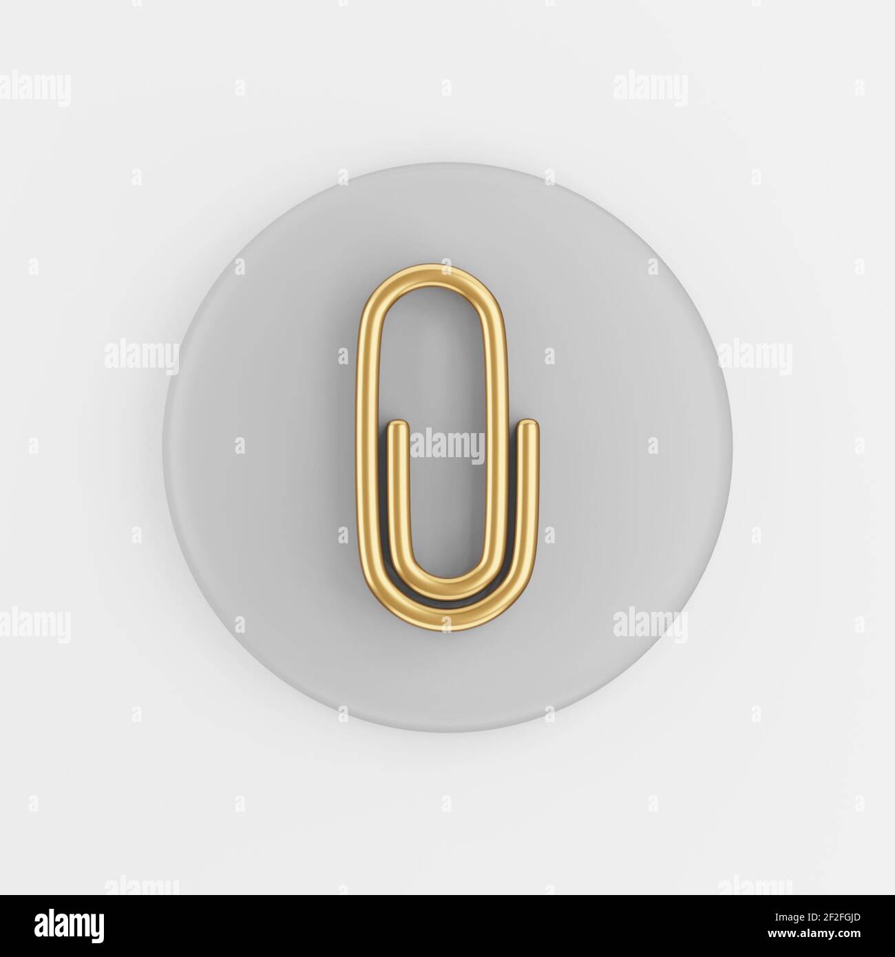 Gold paper clip icon. 3d rendering gray round button key, interface ui ux element Stock Photo ...