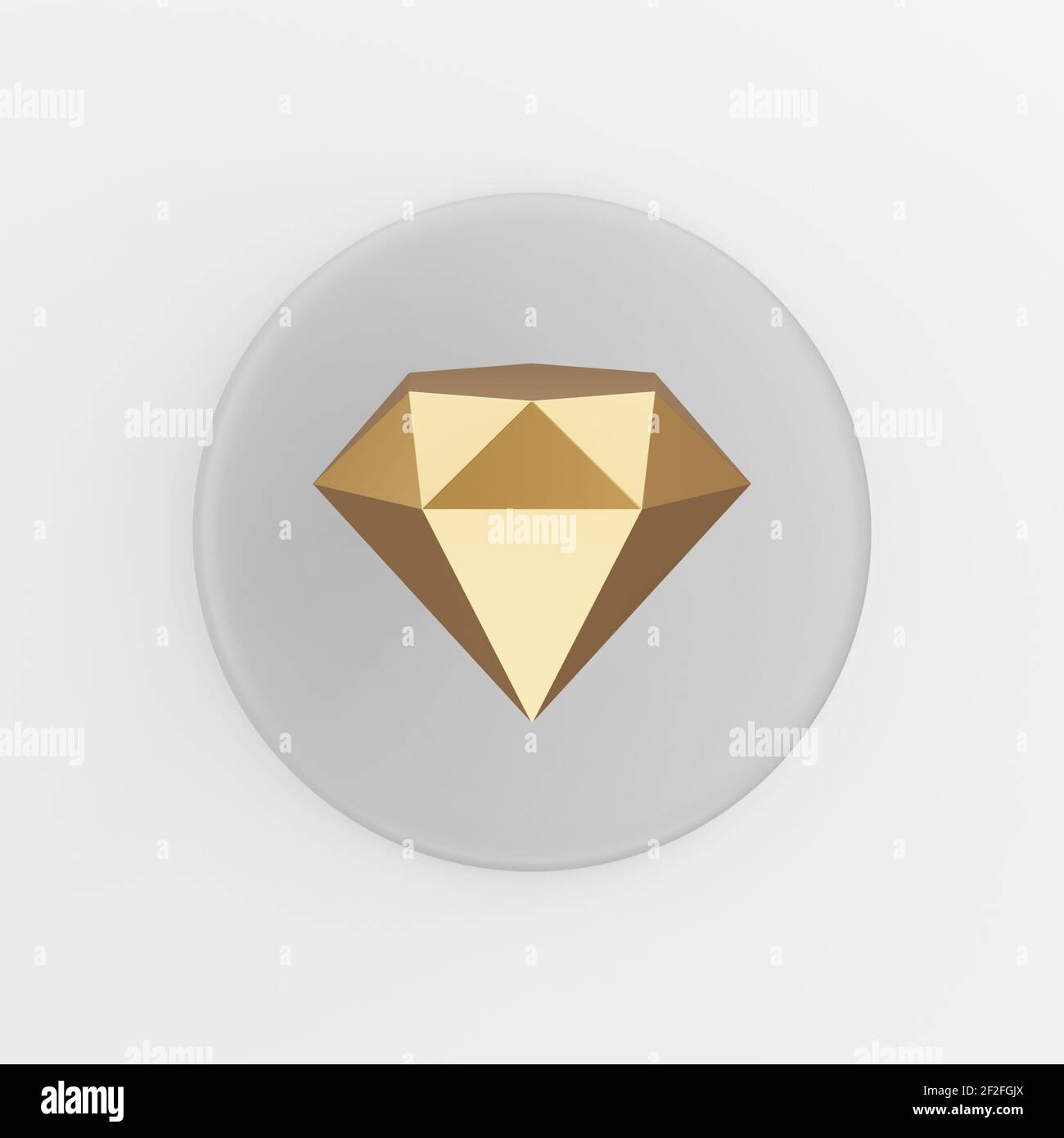Gold diamond icon. 3d rendering gray round button key, interface ui ux element Stock Photo - Alamy