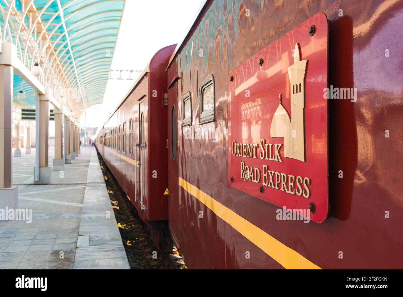 Train, Orient Express, Uzbekistan, train station Stock Photo - Alamy