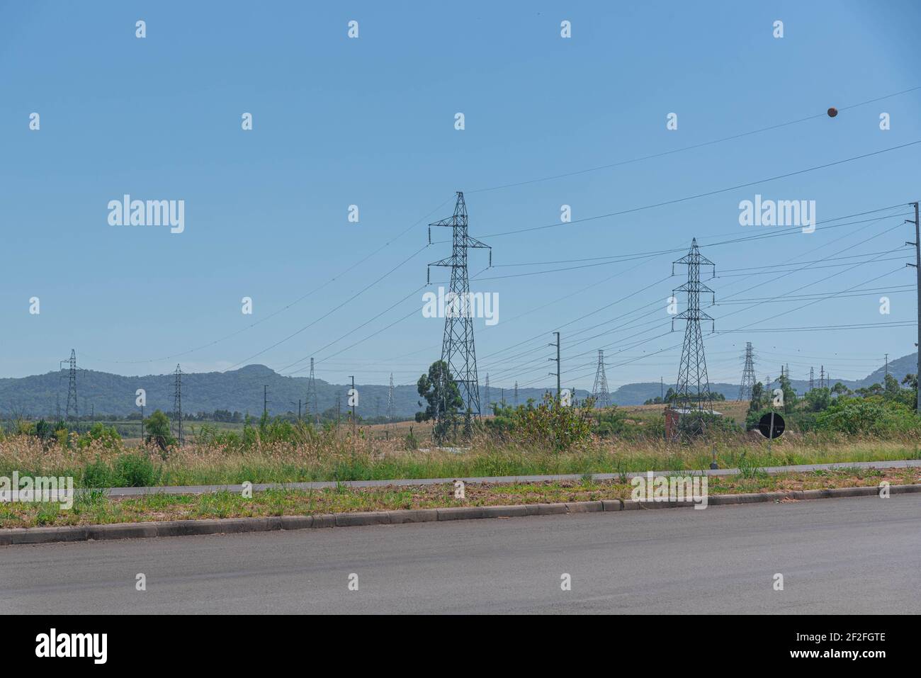 Network infrastructure. Electricity transmission lines. High voltage ...