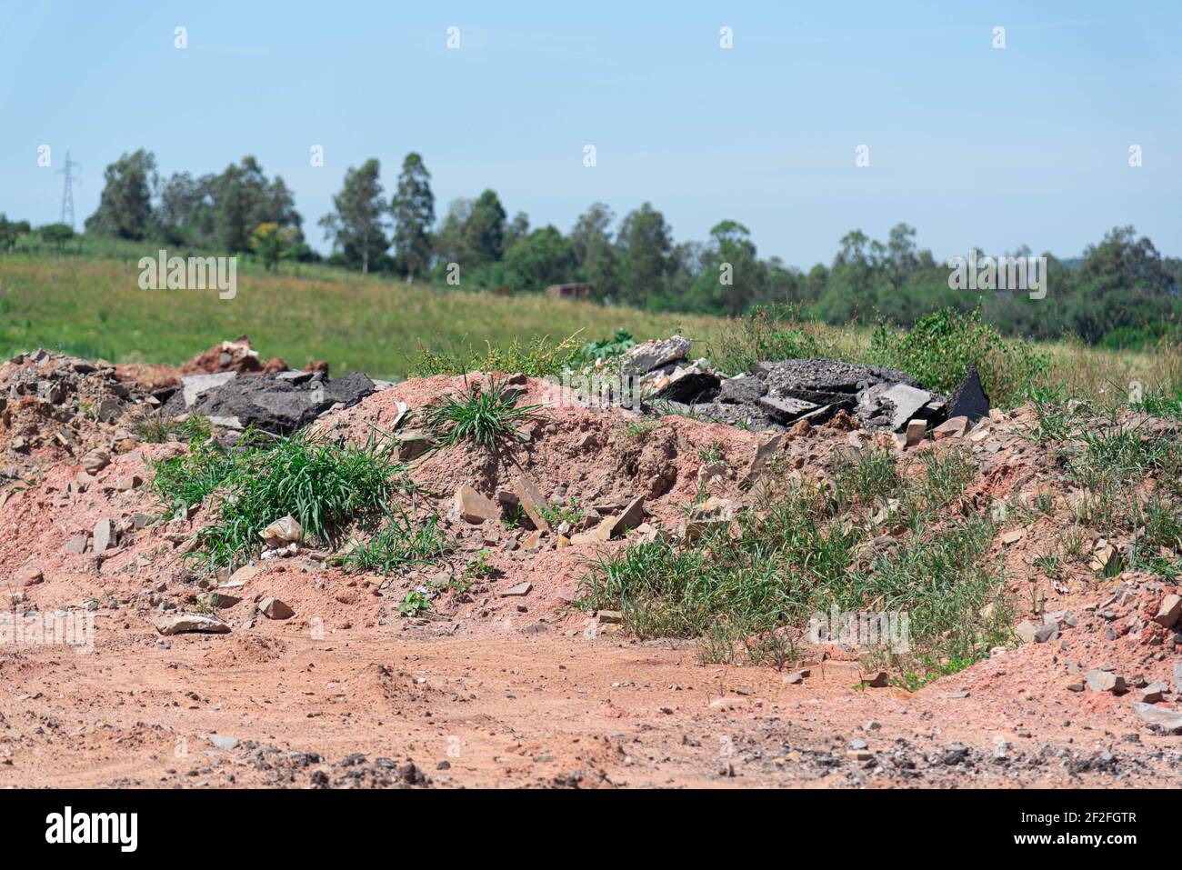 Environmental disaster. irregular disposal area. Leftovers from civil ...