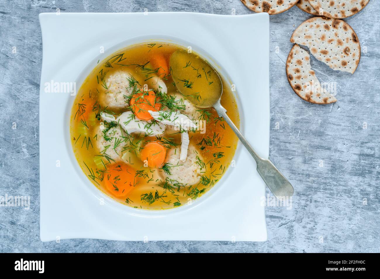Chicken and matzo ball soup - traditional Ashkenazi Jewish dish for ...