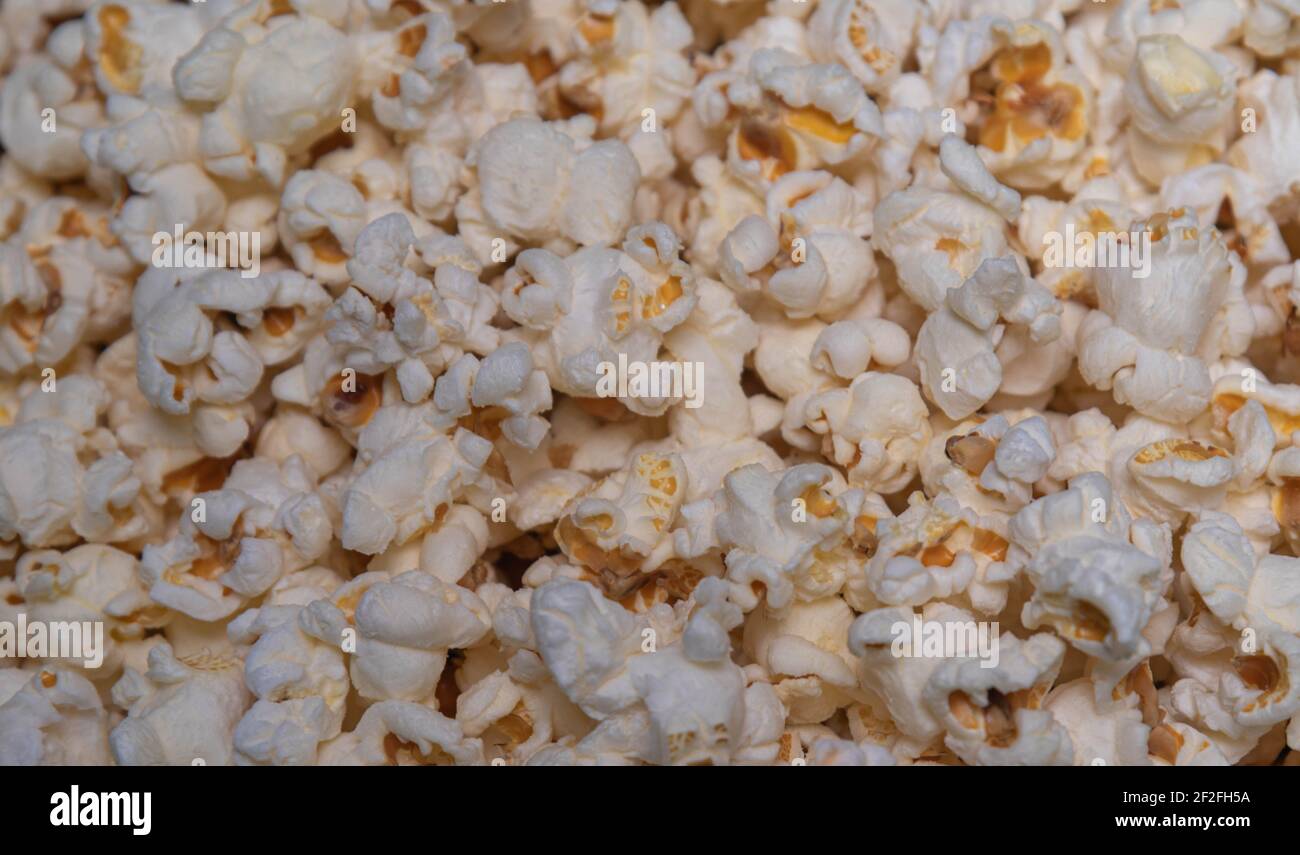 Popped popcorn. Popcorn ready for consumption. human food. Kit for ...