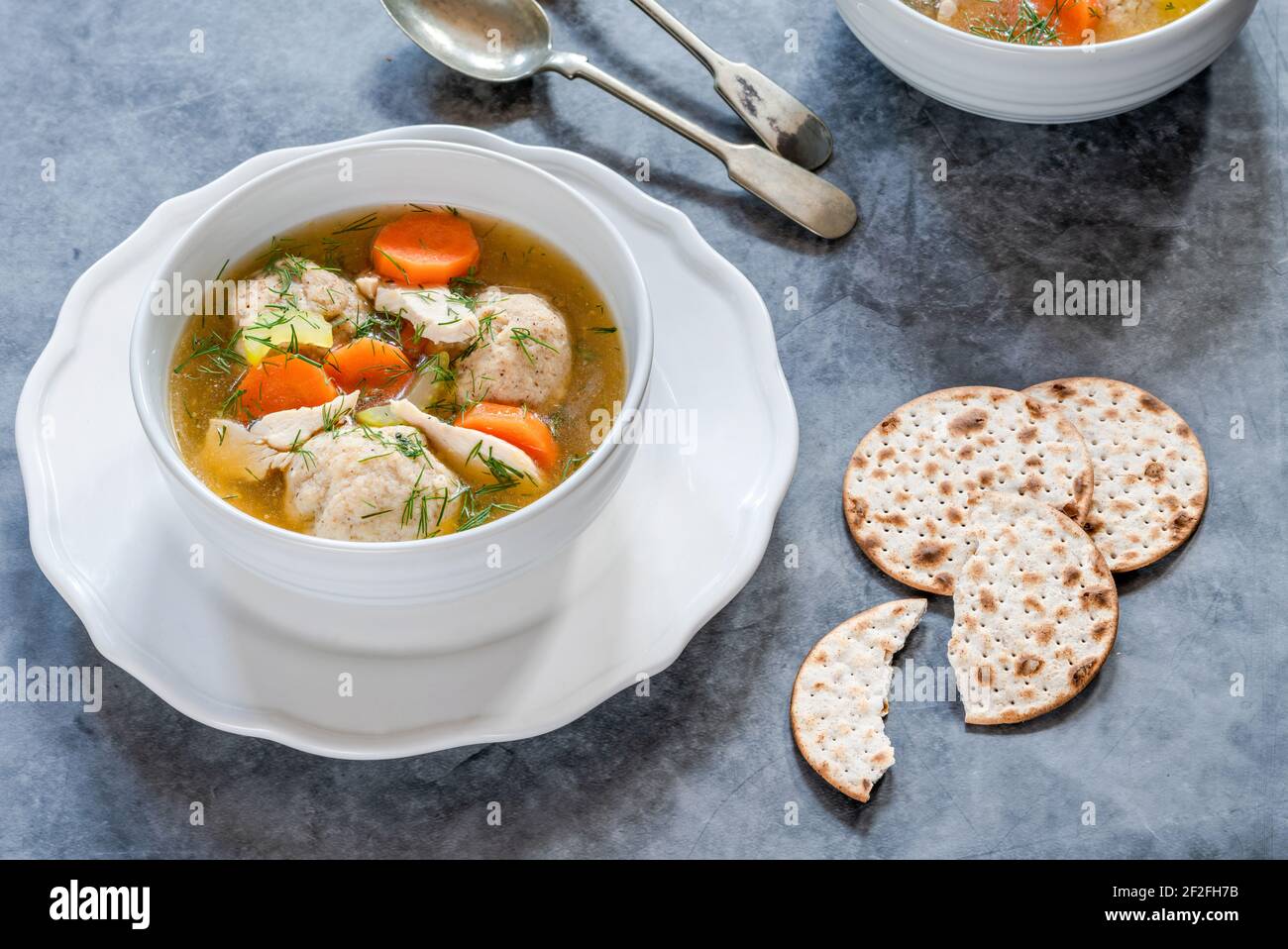 Chicken and matzo ball soup - traditional Ashkenazi Jewish dish for ...