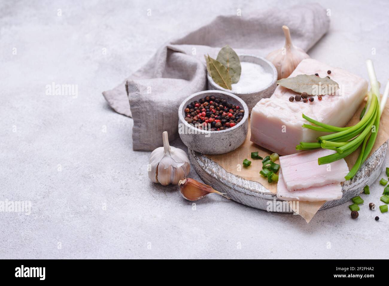 Salty pork lard with garlic Stock Photo - Alamy