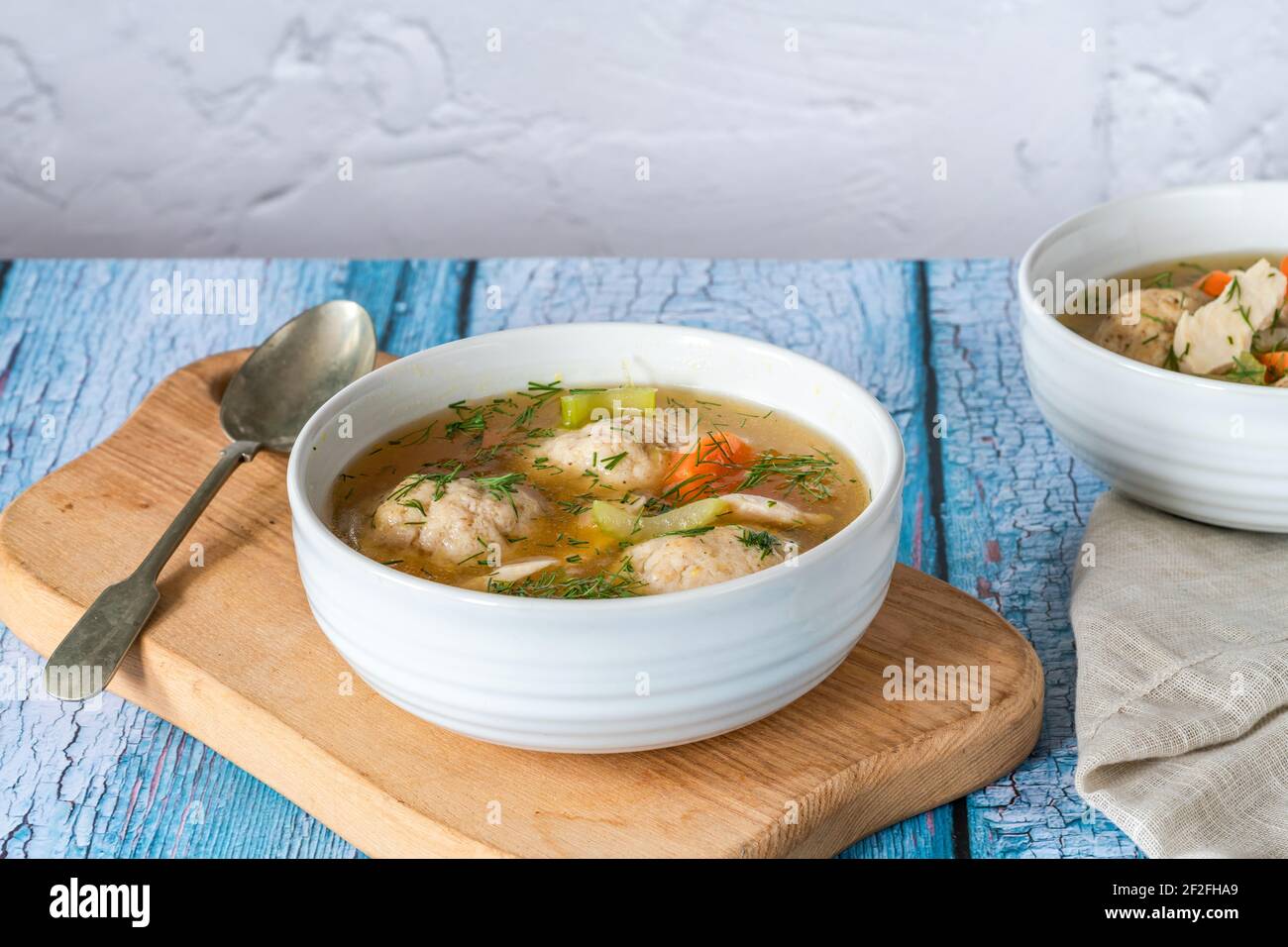Chicken and matzo ball soup - traditional Ashkenazi Jewish dish for ...