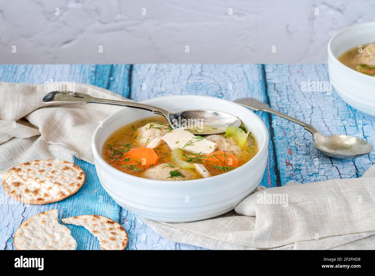 Chicken and matzo ball soup - traditional Ashkenazi Jewish dish for ...