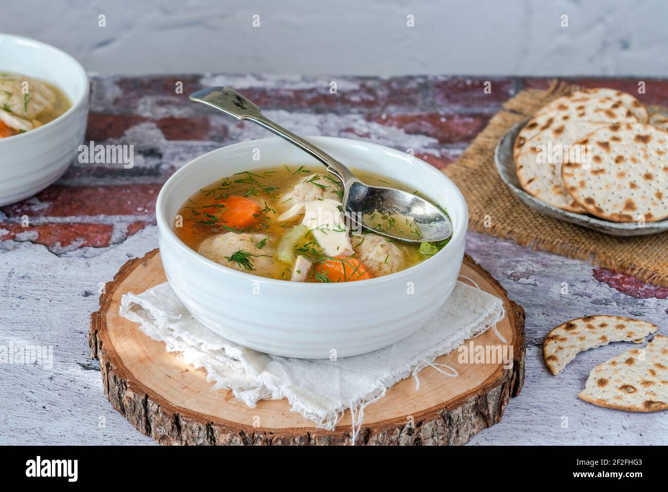 Chicken and matzo ball soup - traditional Ashkenazi Jewish dish for ...