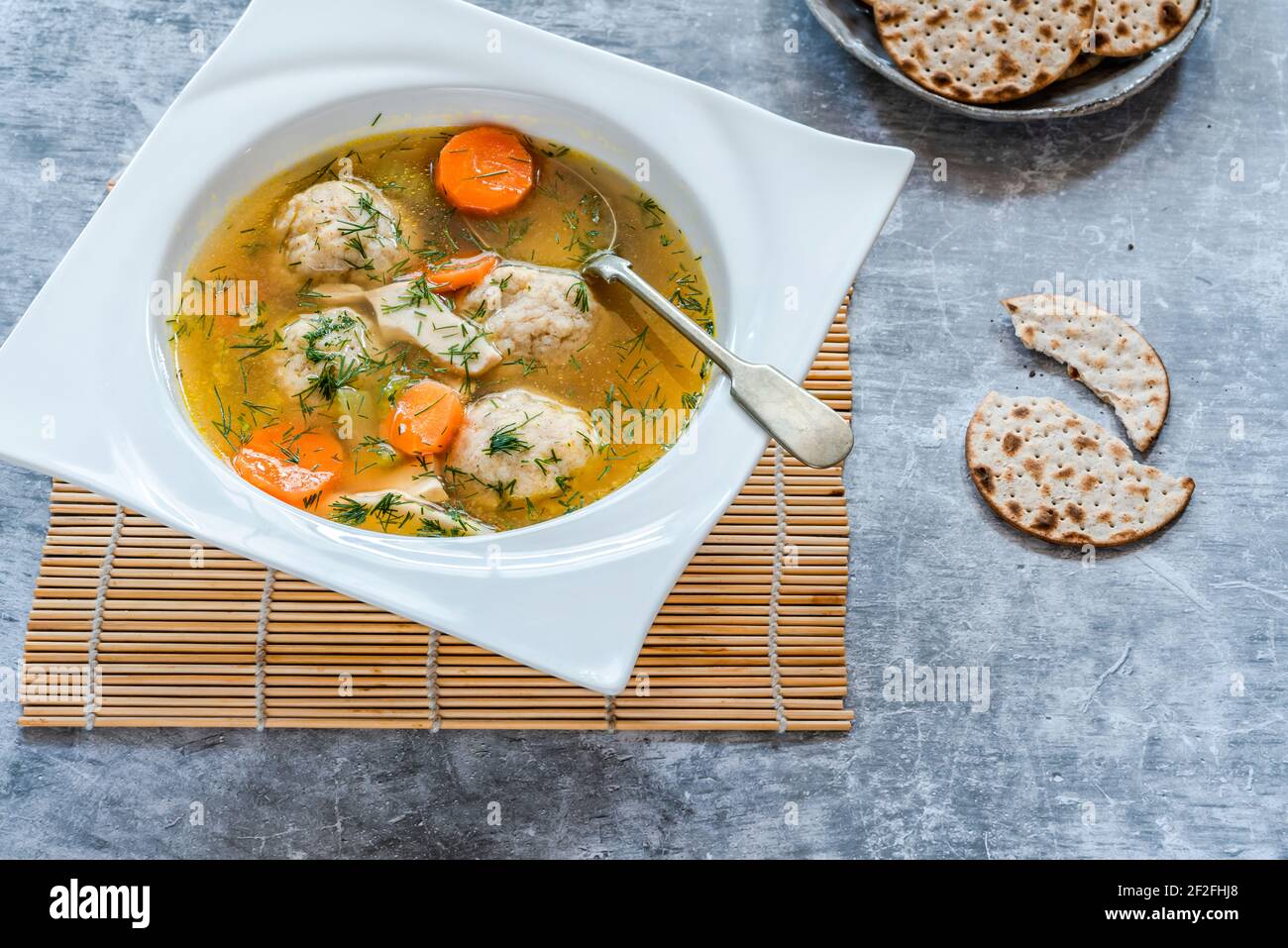 Chicken and matzo ball soup - traditional Ashkenazi Jewish dish for ...