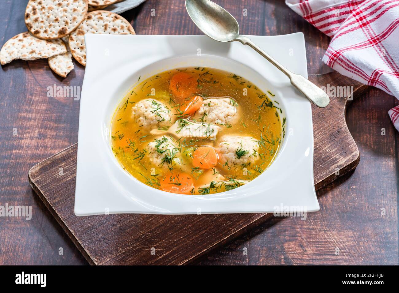 Chicken and matzo ball soup - traditional Ashkenazi Jewish dish for ...