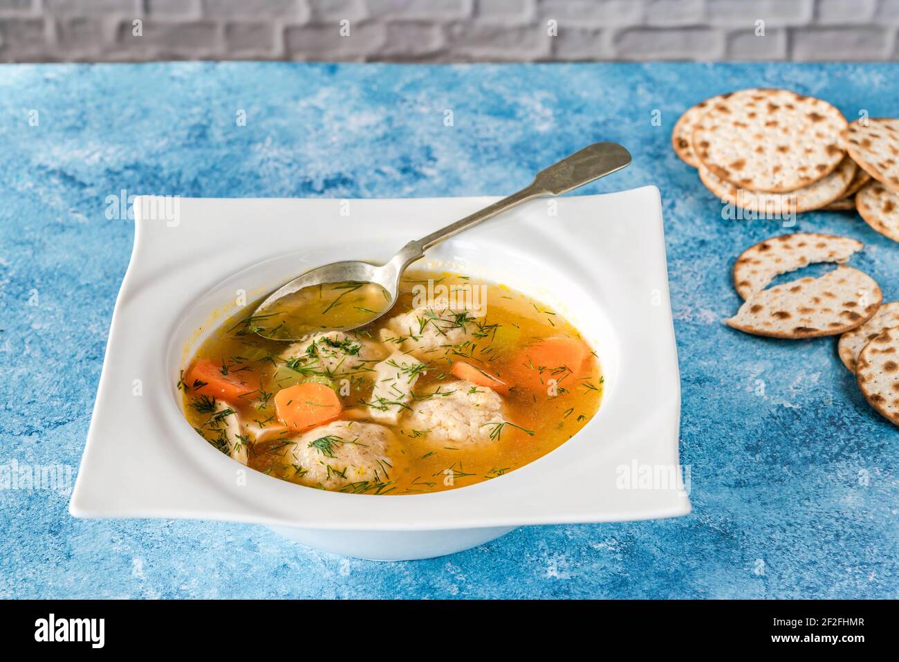 Chicken and matzo ball soup - traditional Ashkenazi Jewish dish for ...