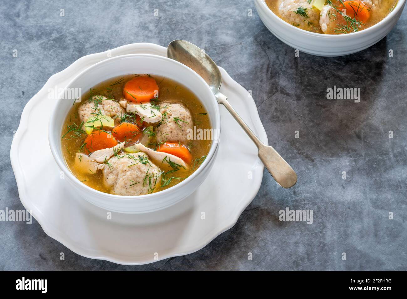 Chicken and matzo ball soup - traditional Ashkenazi Jewish dish for ...