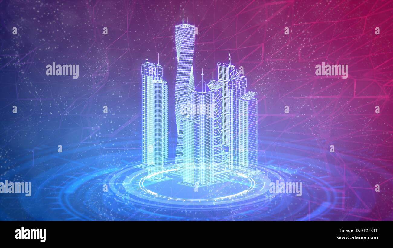 mesh city buildings 3d renders, cg industry 3d illustration Stock Photo ...