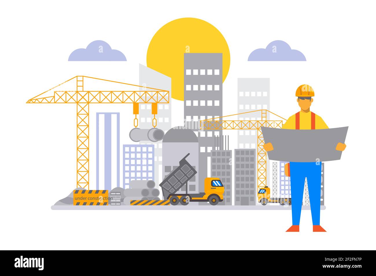 Flat engineering and construction illustrated Vector illustration Stock ...