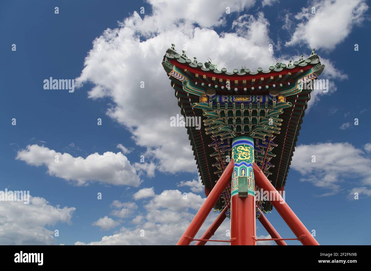 Traditional antique Chinese gate in Beihai Park -- is an imperial ...
