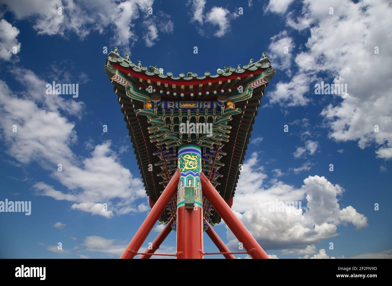 Traditional antique Chinese gate in Beihai Park -- is an imperial ...