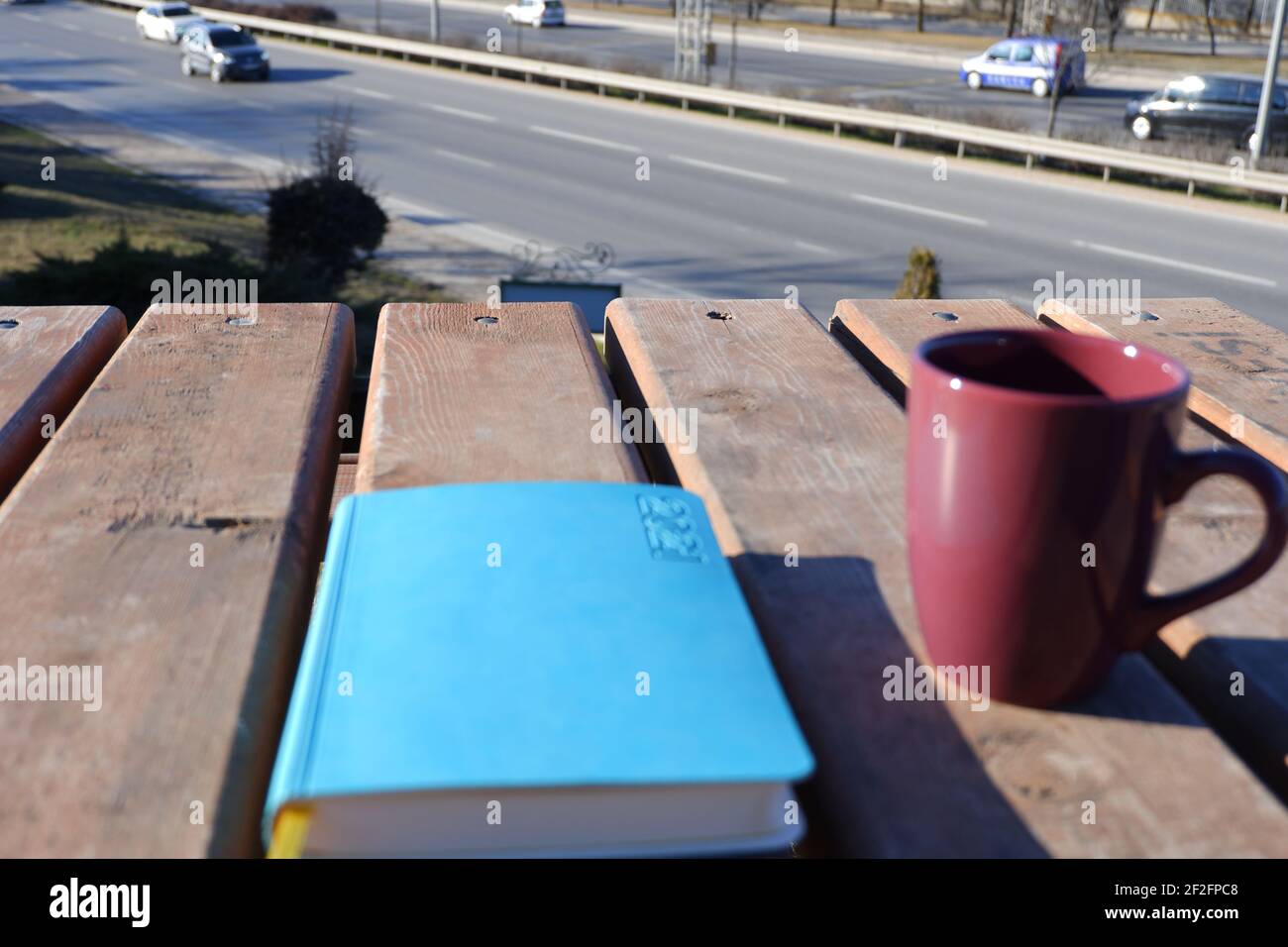 Wooden desk with diary hi-res stock photography and images - Alamy