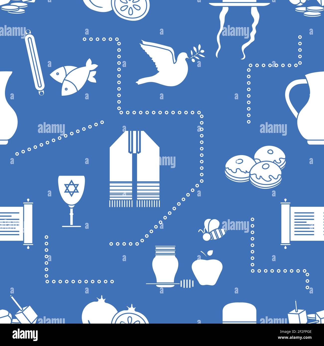 Vector illustration Jewish holiday Traditional symbols Torah scroll ...