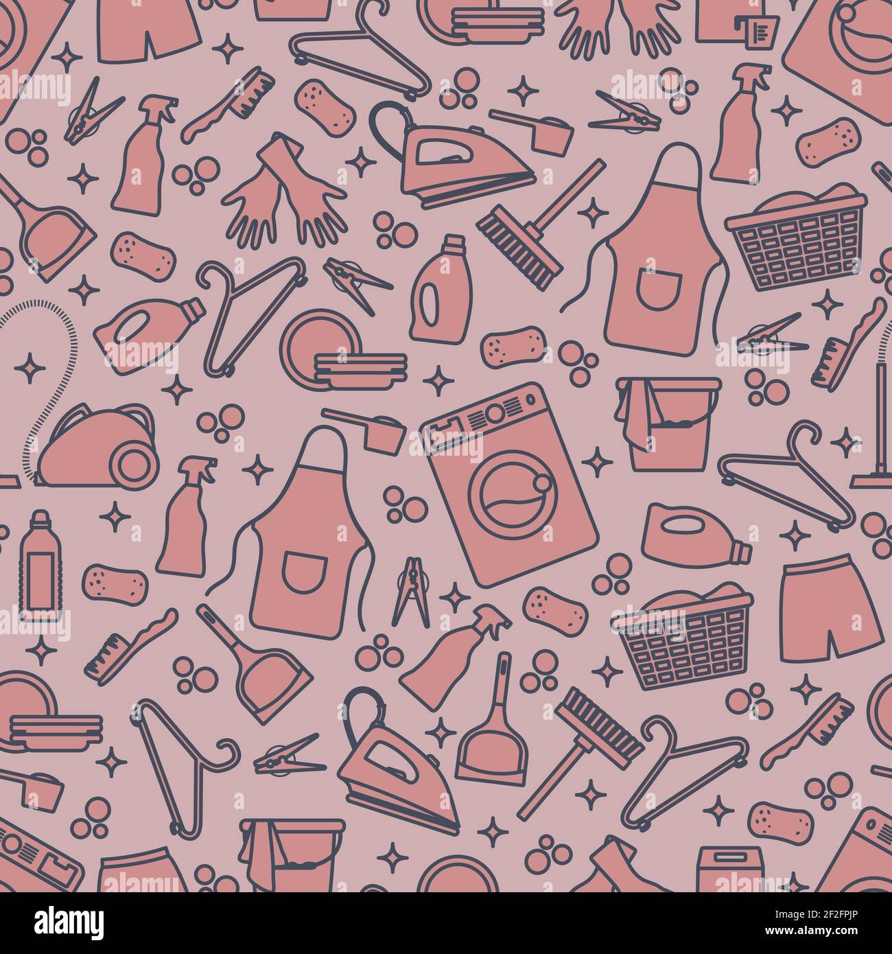 Vector Seamless pattern Illustration Cleaning Maid service Housekeeping ...