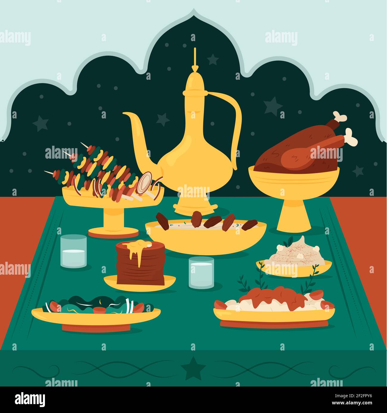 Flat iftar meal illustration Vector illustration Stock Vector Image ...