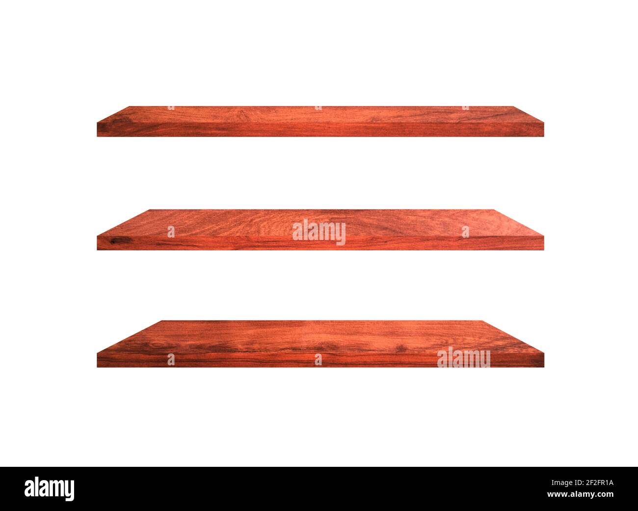 Group of old wood shelves isolated on white background with copy space ...