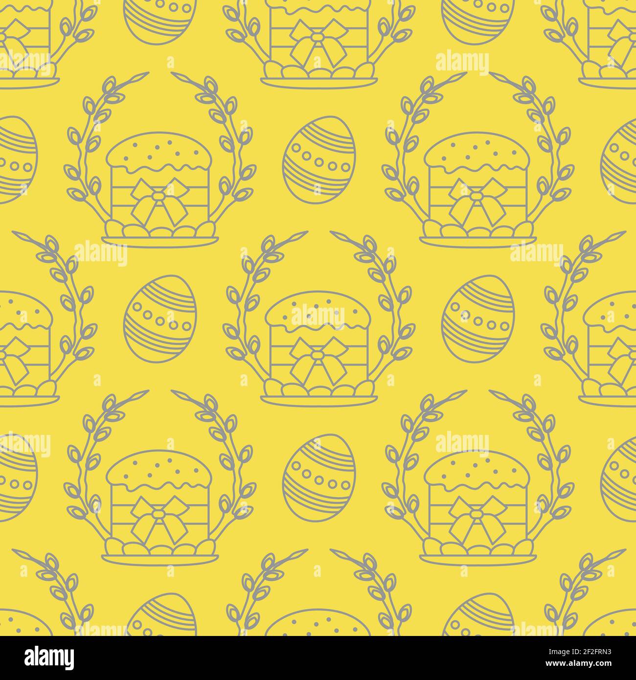 Vector seamless pattern Happy Easter. Easter cake, decorated eggs ...