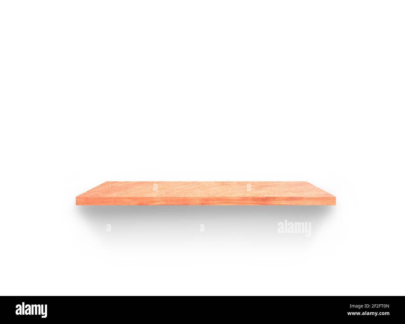 Front view of wooden shelf isolated on white background with clipping ...