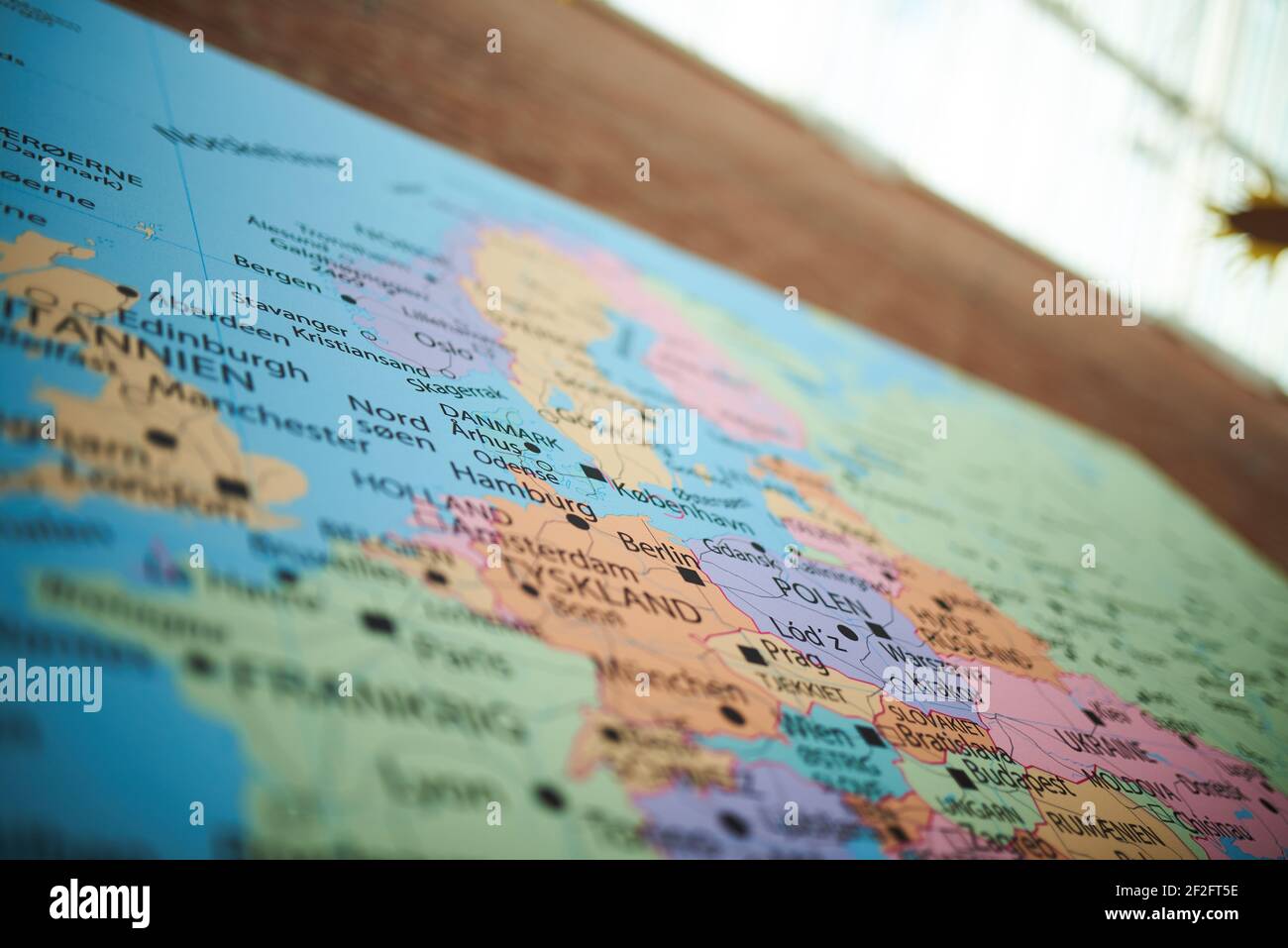 Colorful world map at a school in danish Stock Photo - Alamy
